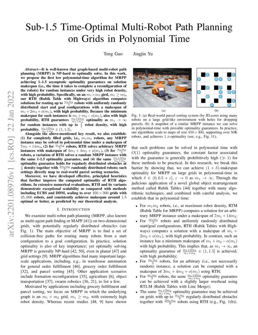 Sub-1.5 Time-Optimal Multi-Robot Path Planning on Grids in Polynomial Time | DeepAI