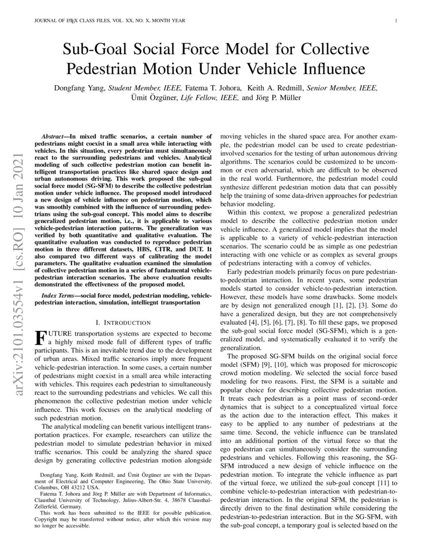 Sub-Goal Social Force Model for Collective Pedestrian Motion Under ...