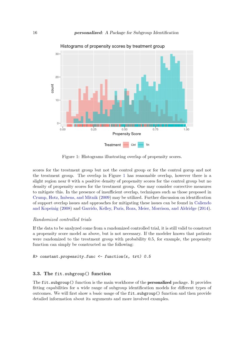 Subgroup Identification Using the personalized Package | DeepAI