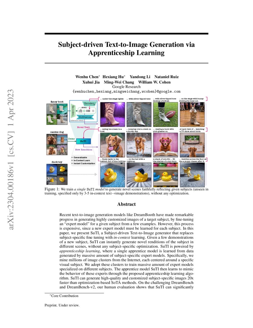 Subject-driven Text-to-Image Generation via Apprenticeship Learning | DeepAI