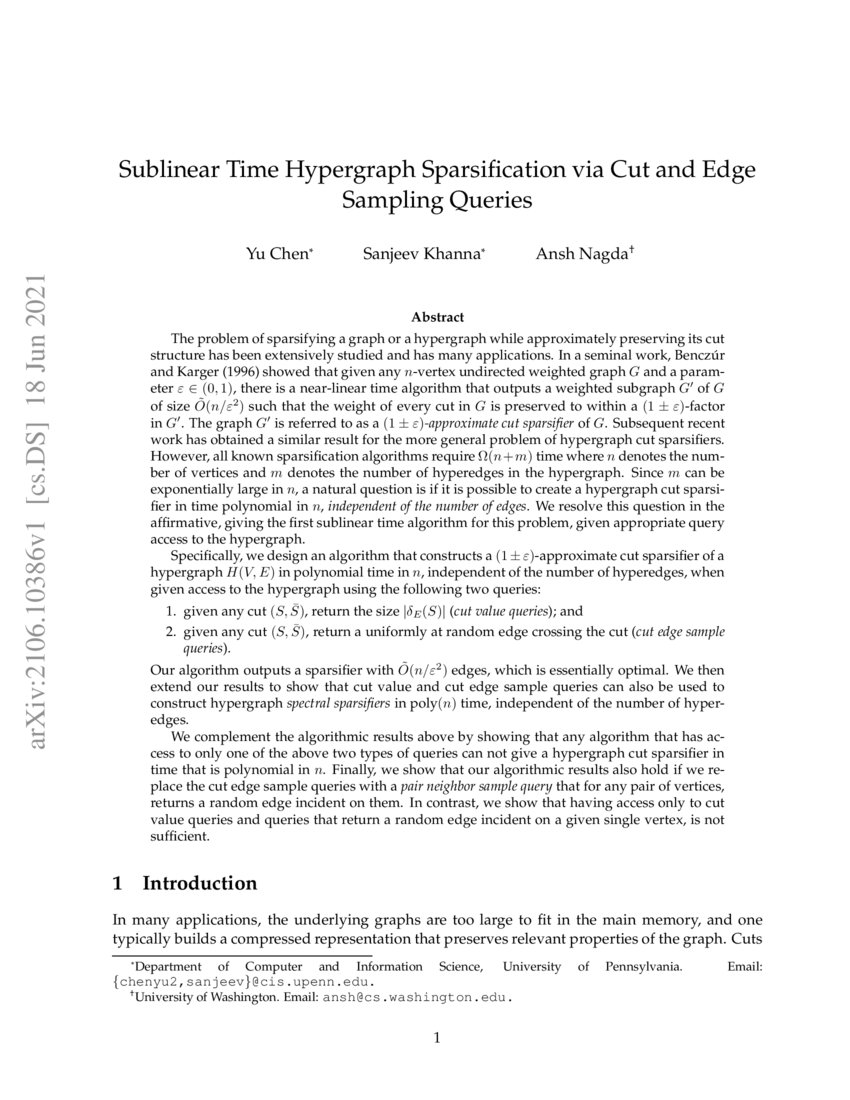 Sublinear Time Hypergraph Sparsification Via Cut And Edge Sampling Queries Deepai