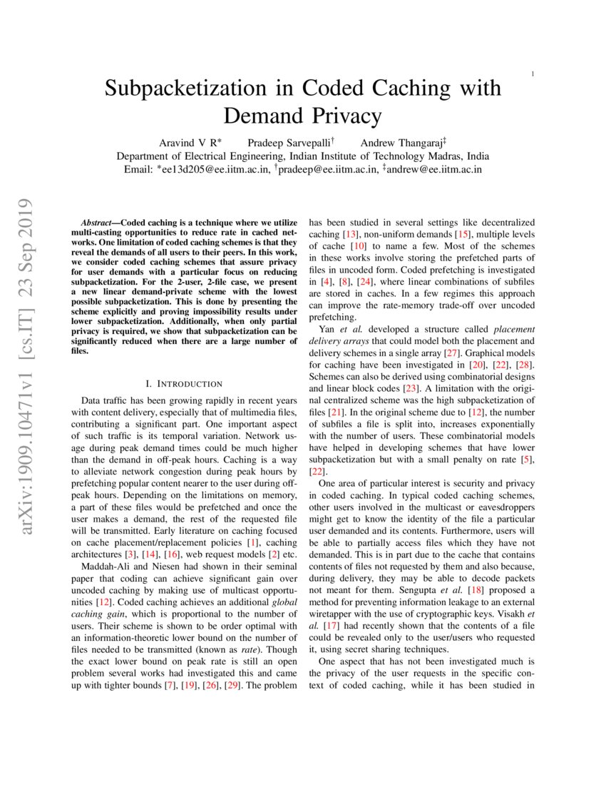 Subpacketization In Coded Caching With Demand Privacy Deepai 1245