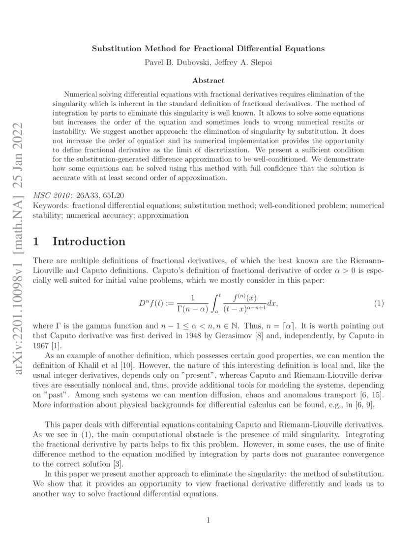 Substitution Method for Fractional Differential Equations | DeepAI