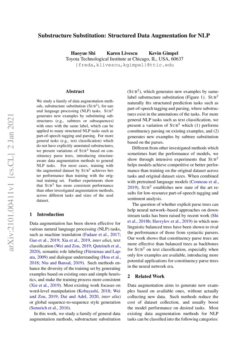 Substructure Substitution Structured Data Augmentation For Nlp Deepai