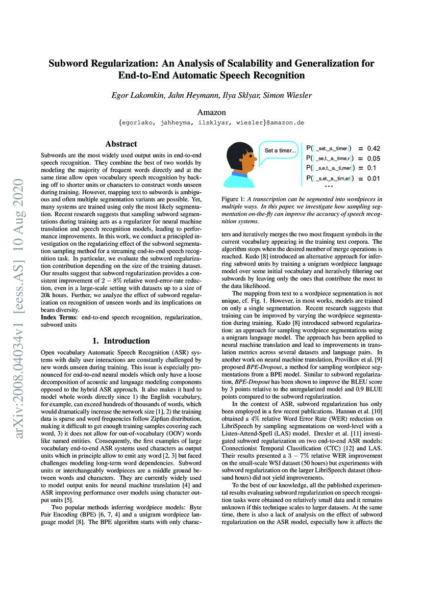 Subword Regularization: An Analysis of Scalability and Generalization ...