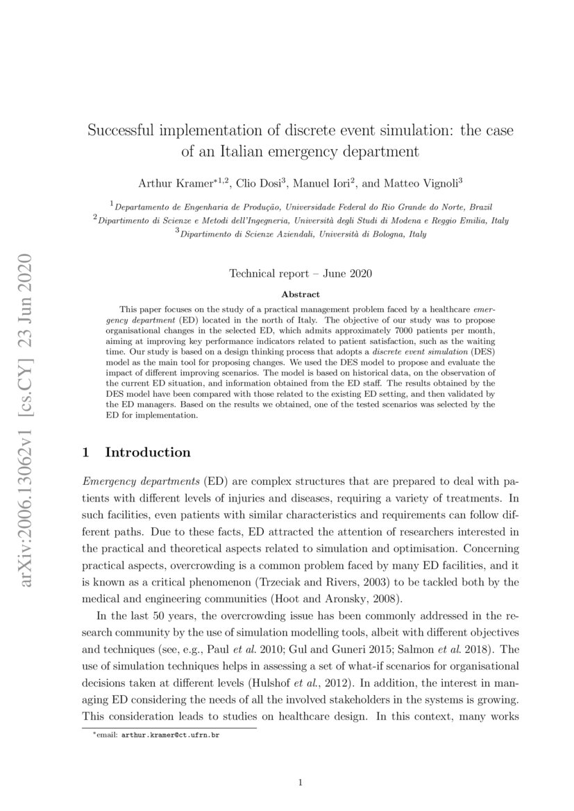Successful Implementation Of Discrete Event Simulation The Case Of An