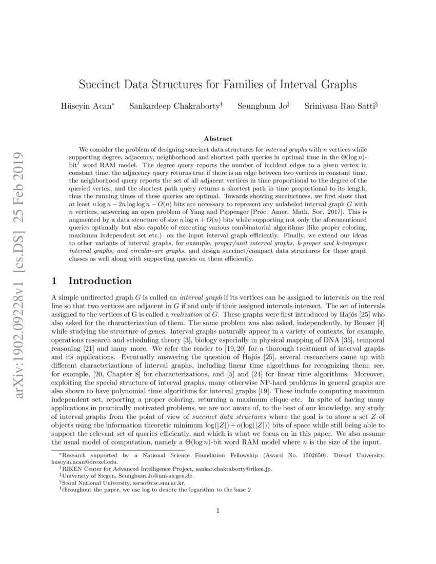 Succinct Data Structures for Families of Interval Graphs | DeepAI