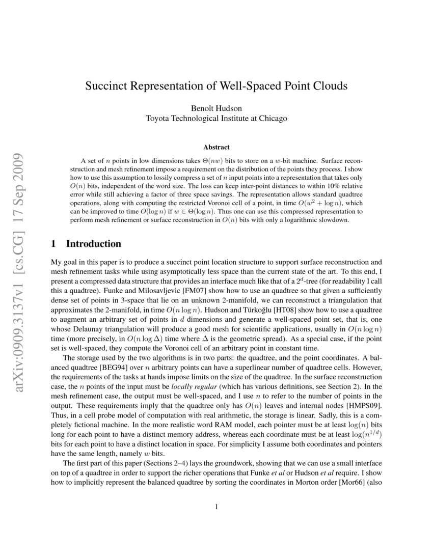 Succinct Representation of Well-Spaced Point Clouds | DeepAI