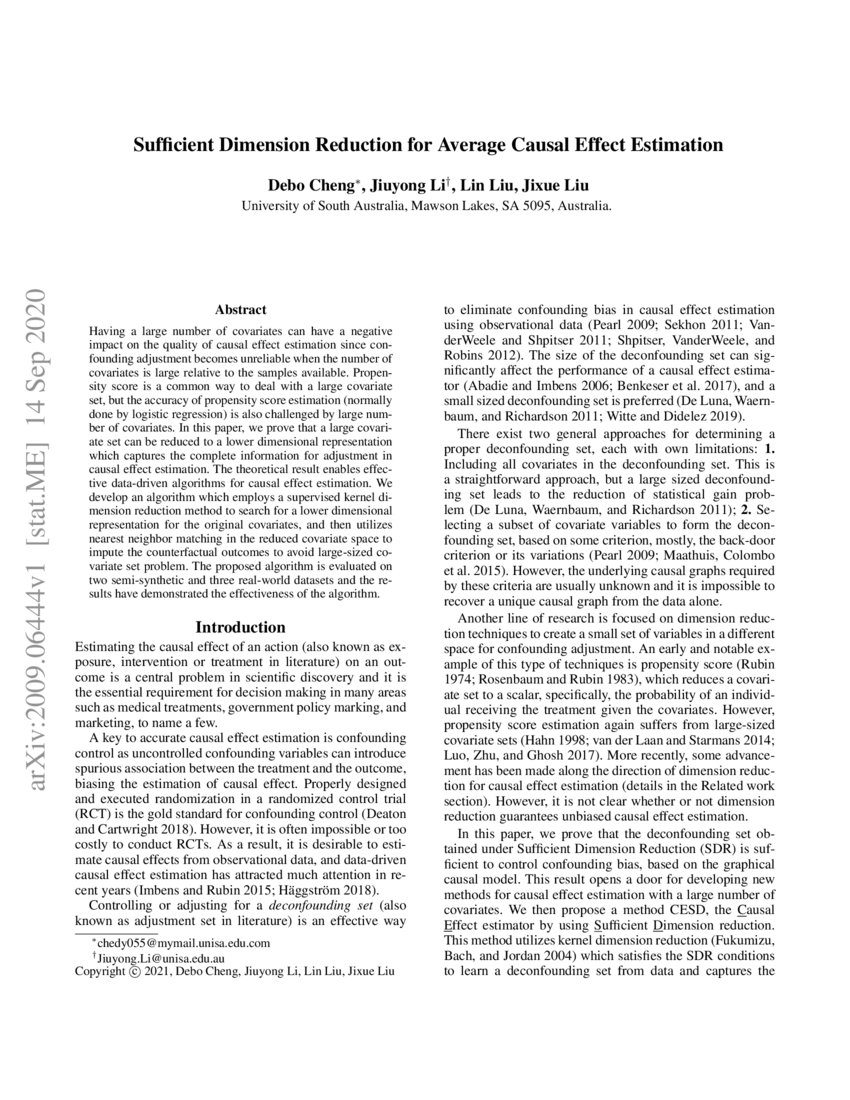 Sufficient Dimension Reduction for Average Causal Effect Estimation ...