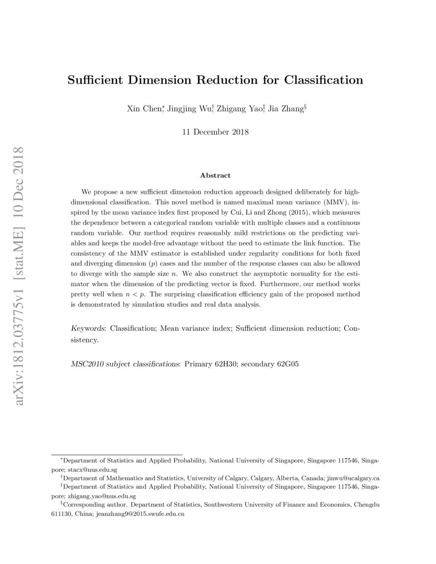 Sufficient Dimension Reduction for Classification | DeepAI