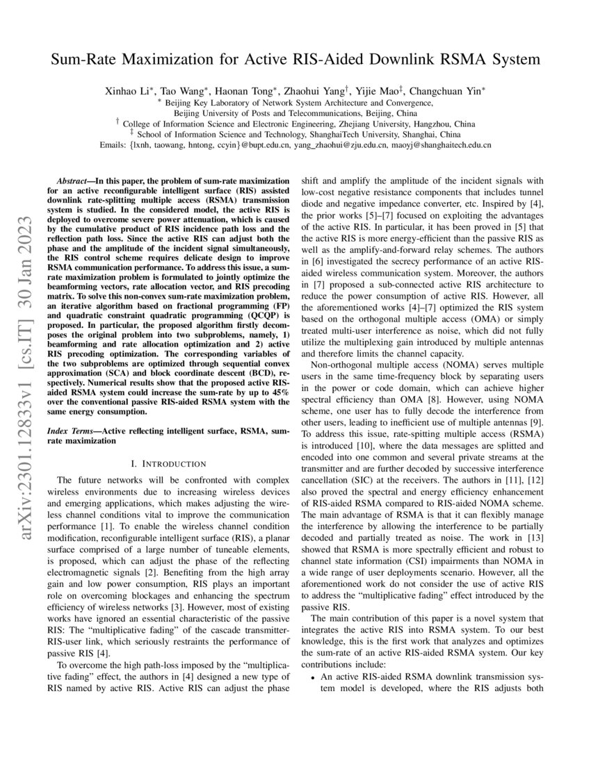 Sum Rate Maximization For Active Ris Aided Downlink Rsma System Deepai
