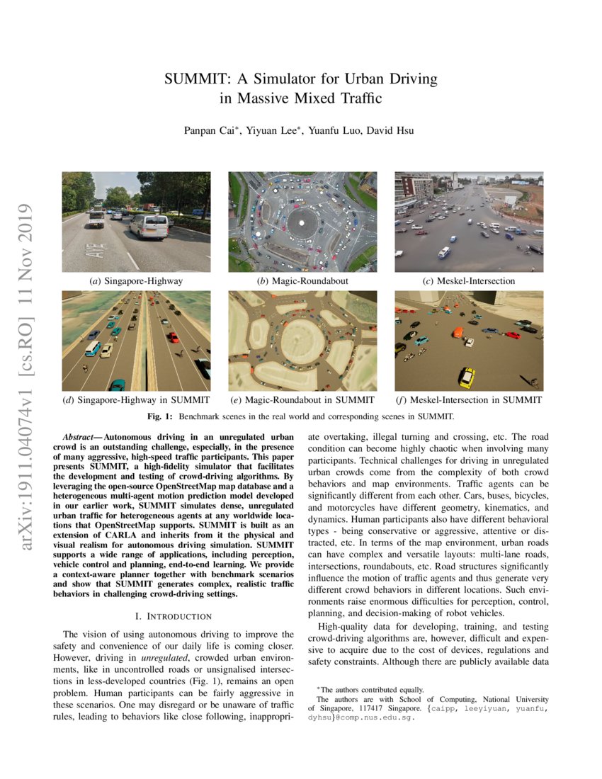 SUMMIT: A Simulator for Urban Driving in Massive Mixed Traffic | DeepAI