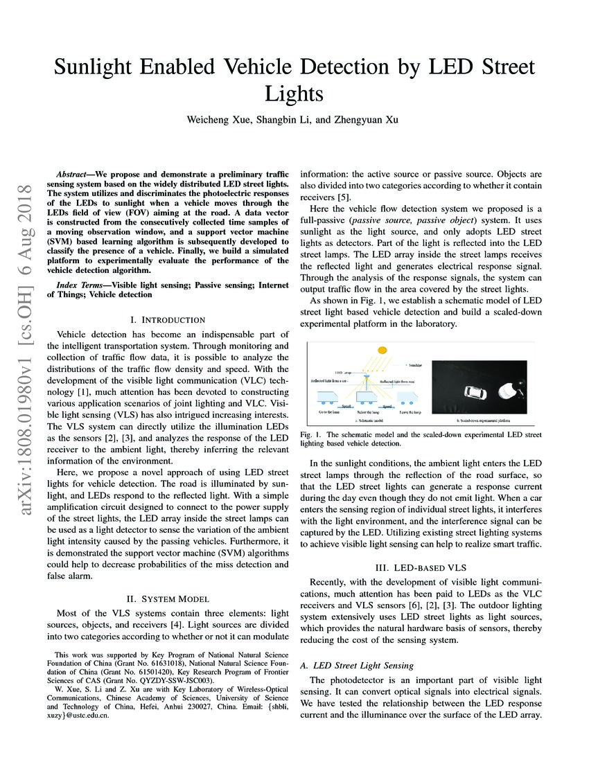 Sunlight Enabled Vehicle Detection by LED Street Lights | DeepAI