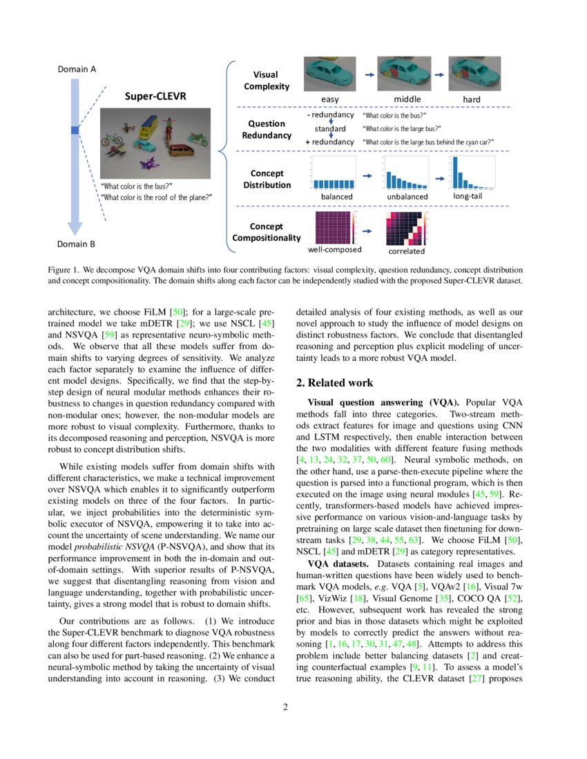 Super-CLEVR: A Virtual Benchmark to Diagnose Domain Robustness in Visual Reasoning | DeepAI