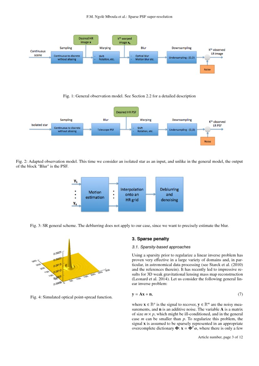 Super Resolution Method Using Sparse Regularization For Point Spread Function Recovery Deepai
