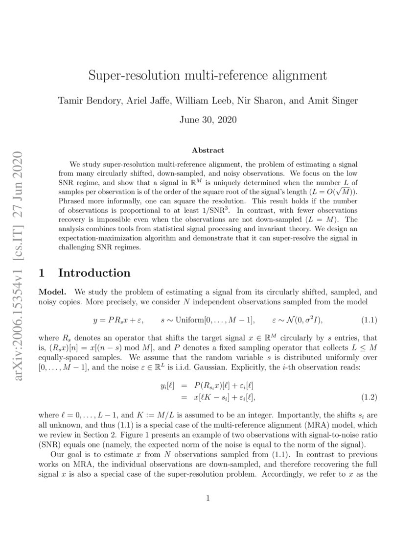 Super Resolution Multi Reference Alignment Deepai 