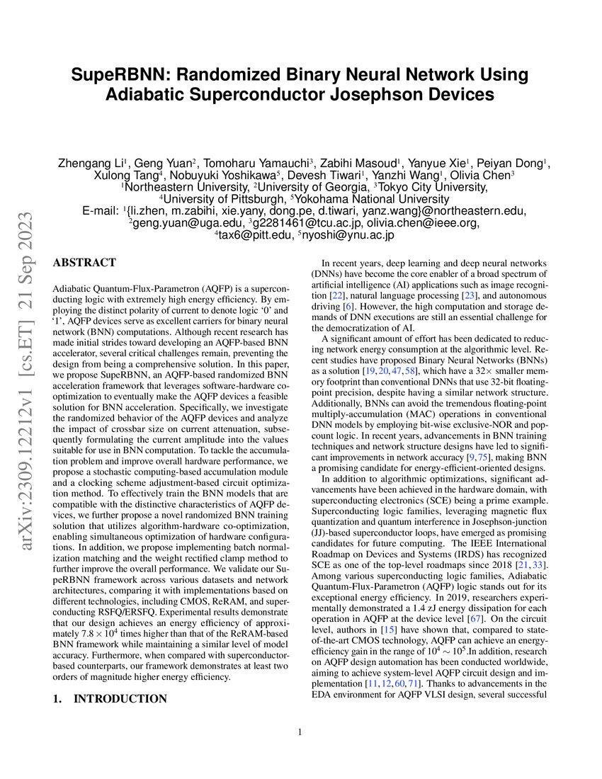 SupeRBNN: Randomized Binary Neural Network Using Adiabatic Superconductor Josephson Devices | DeepAI