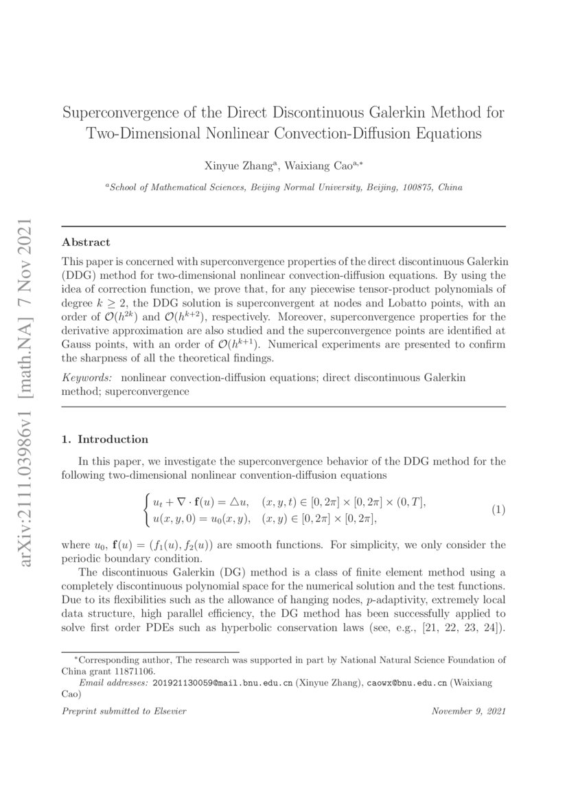 Superconvergence of the Direct Discontinuous Galerkin Method for Two ...