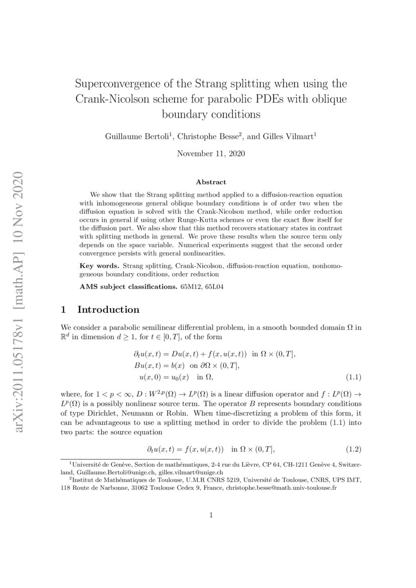 Superconvergence of the Strang splitting when using the Crank-Nicolson ...