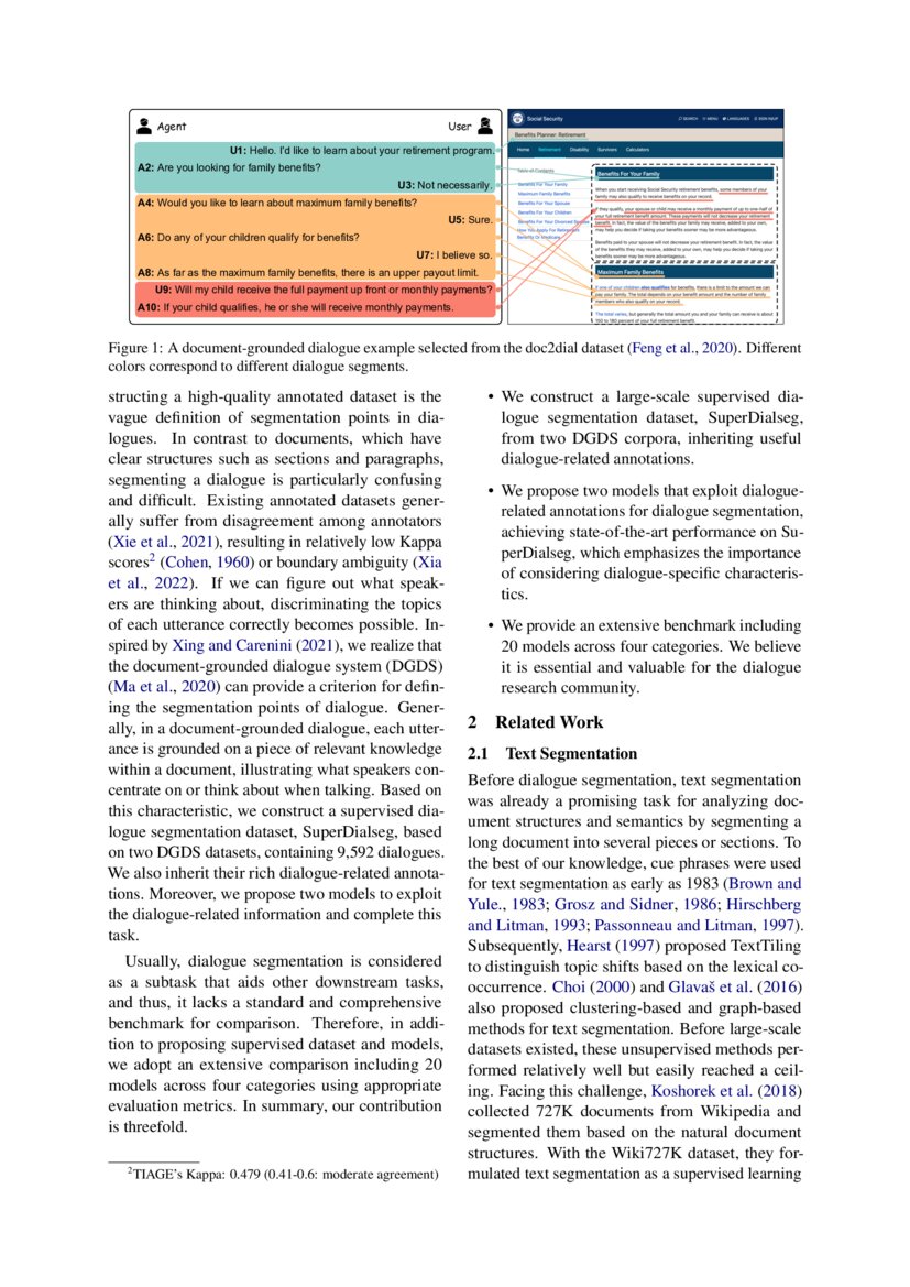 Superdialseg A Large Scale Dataset For Supervised Dialogue Segmentation Deepai