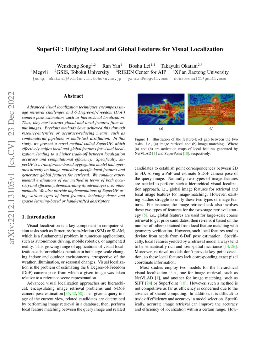 SuperGF: Unifying Local and Global Features for Visual Localization ... SuperGF: Unifying Local and Global Features for Visual Localization ...