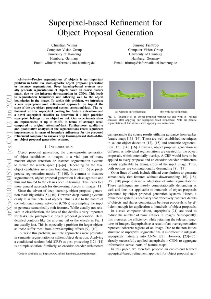 Superpixel-based Refinement for Object Proposal Generation | DeepAI