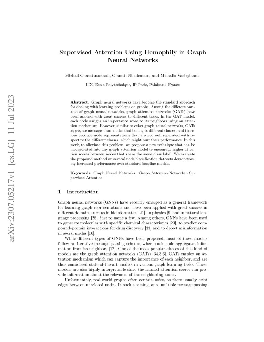 Supervised Attention Using Homophily In Graph Neural Networks Deepai