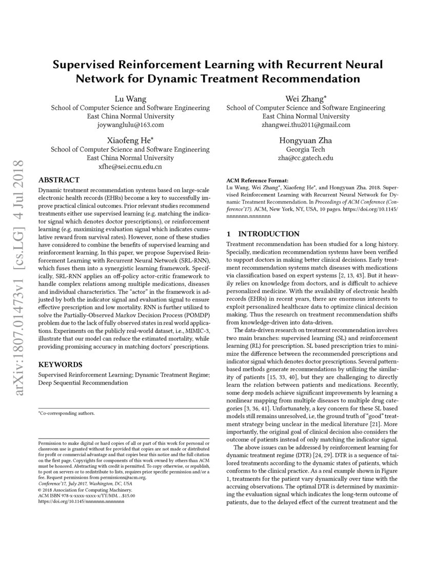 Supervised Reinforcement Learning with Recurrent Neural Network for ... Supervised Reinforcement Learning with Recurrent Neural Network for ...