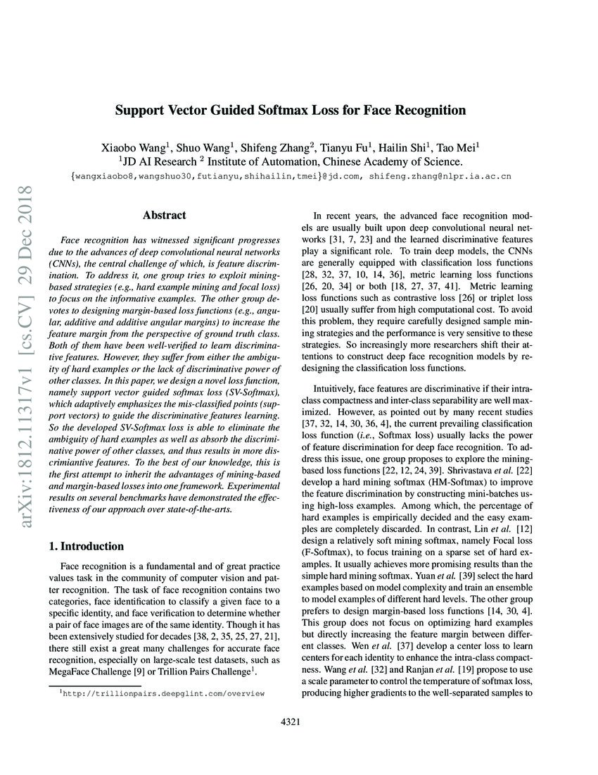 Support Vector Guided Softmax Loss For Face Recognition Deepai