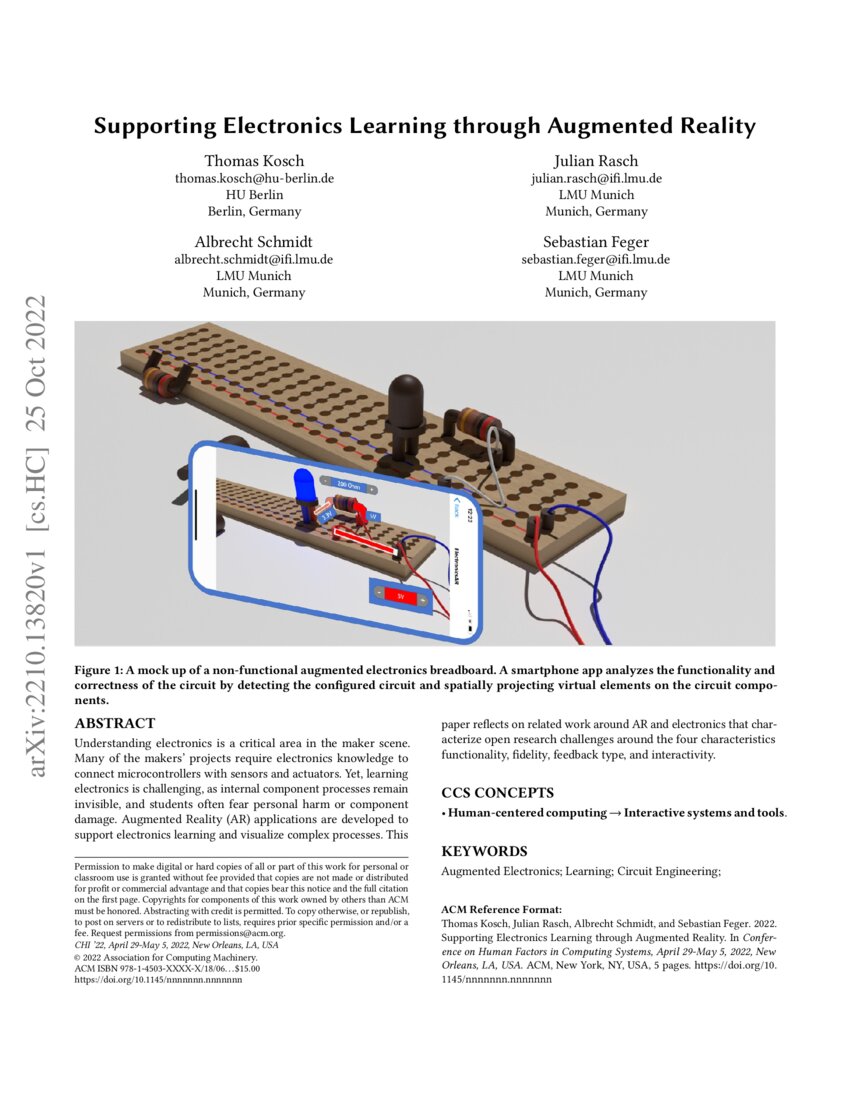 Supporting Electronics Learning through Augmented Reality | DeepAI