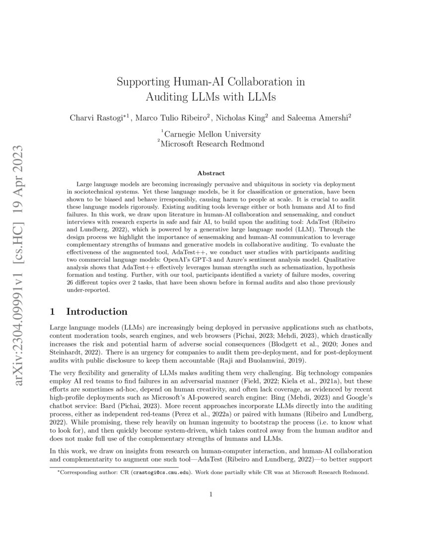 Supporting Human-AI Collaboration in Auditing LLMs with LLMs | DeepAI