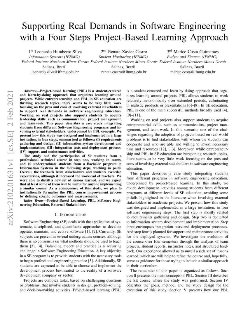 Supporting Real Demands in Software Engineering with a Four Steps ...