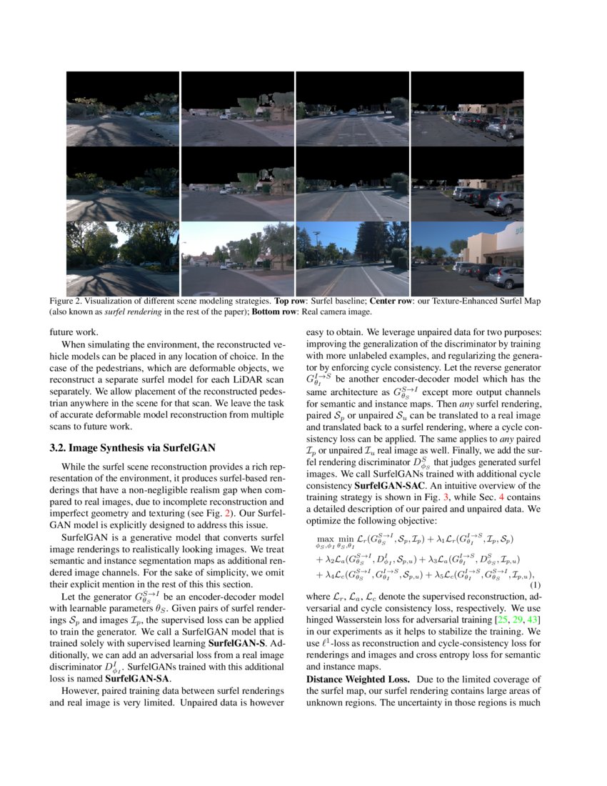 SurfelGAN: Synthesizing Realistic Sensor Data for Autonomous Driving ... SurfelGAN: Synthesizing Realistic Sensor Data for Autonomous Driving ...