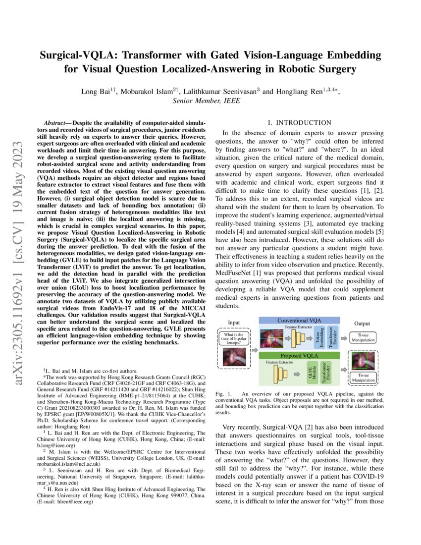 Surgical-VQLA: Transformer with Gated Vision-Language Embedding for Visual Question Localized ...