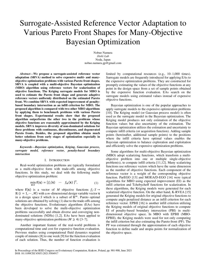 Surrogate Assisted Reference Vector Adaptation To Various Pareto Front