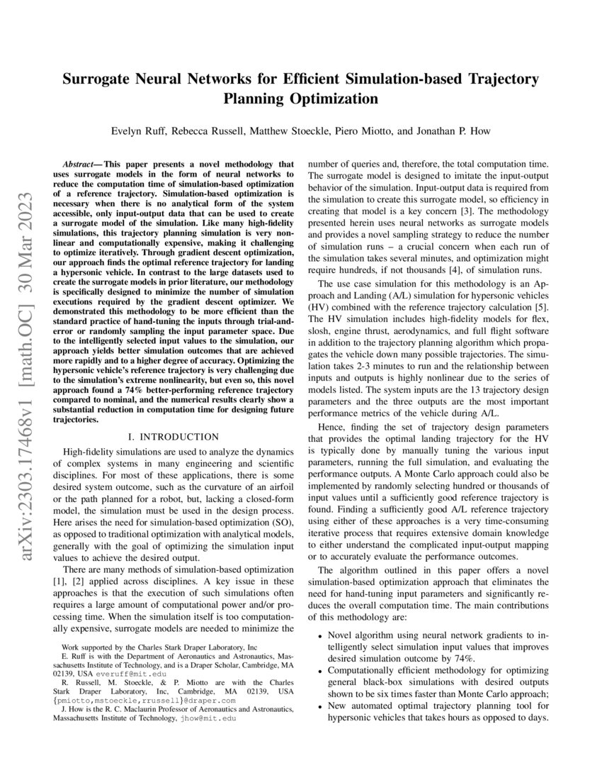 Surrogate Neural Networks for Efficient Simulation-based Trajectory ... Surrogate Neural Networks for Efficient Simulation-based Trajectory ...