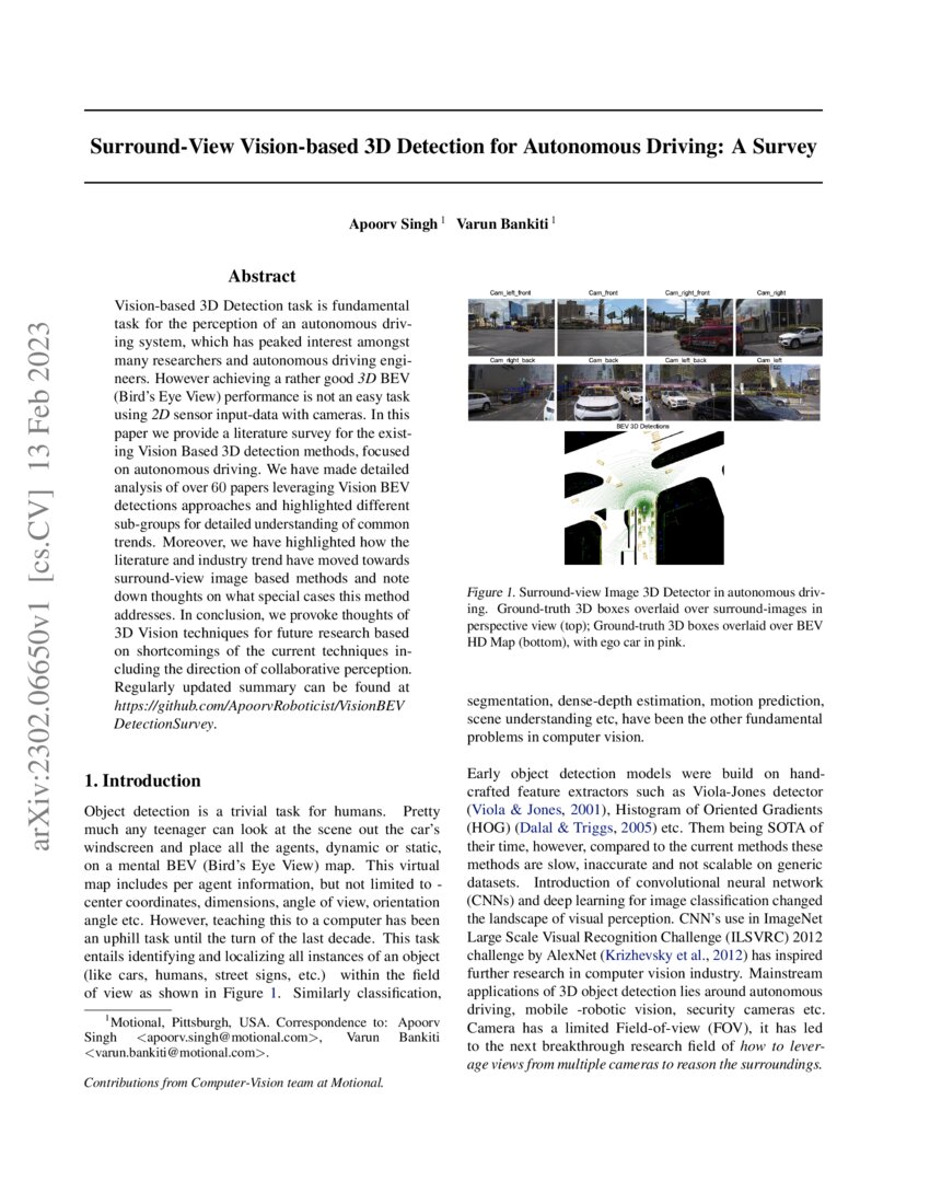 Surround View Vision Based 3d Detection For Autonomous Driving A 1670