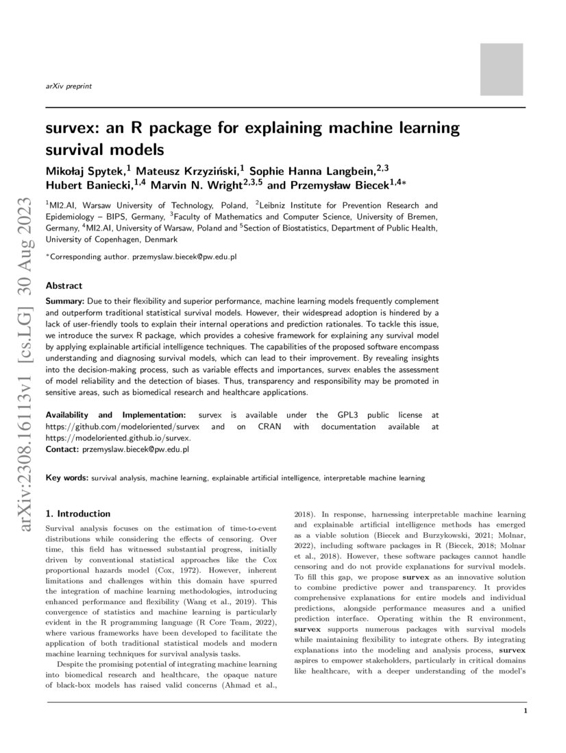 survex: an R package for explaining machine learning survival models | DeepAI
