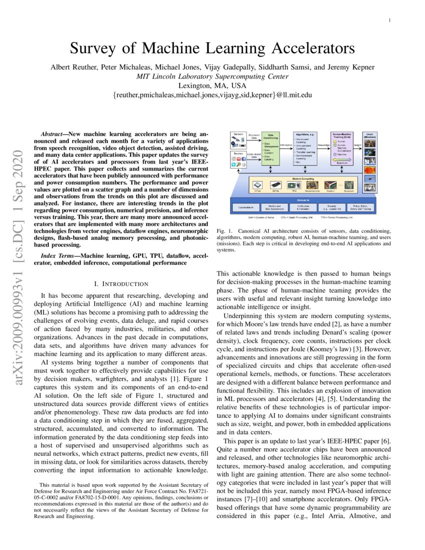 Survey of Machine Learning Accelerators | DeepAI