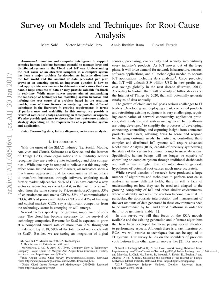 Survey on Models and Techniques for Root-Cause Analysis | DeepAI