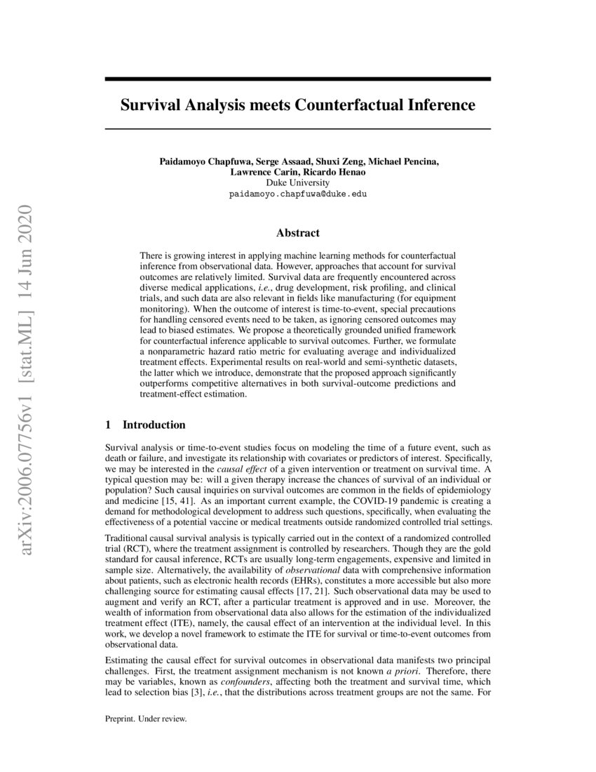 Survival Analysis meets Counterfactual Inference | DeepAI