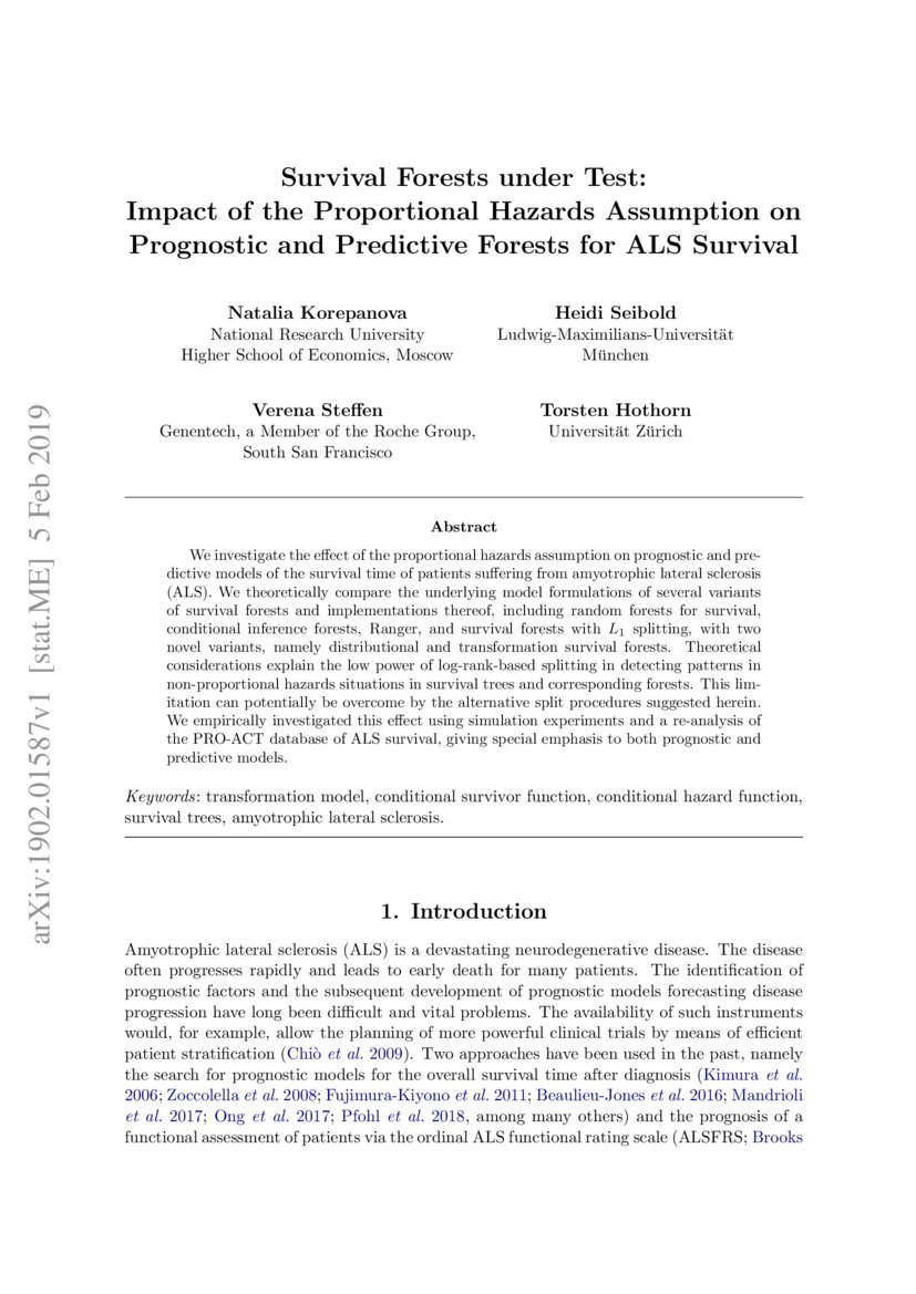 Survival Forests under Test: Impact of the Proportional Hazards ... Survival Forests under Test: Impact of the Proportional Hazards ...