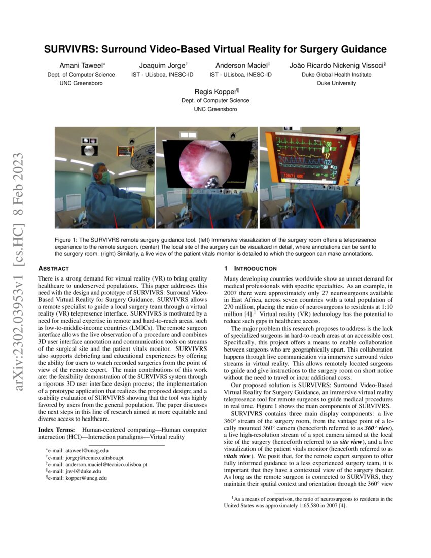 SURVIVRS: Surround Video-Based Virtual Reality for Surgery Guidance ...