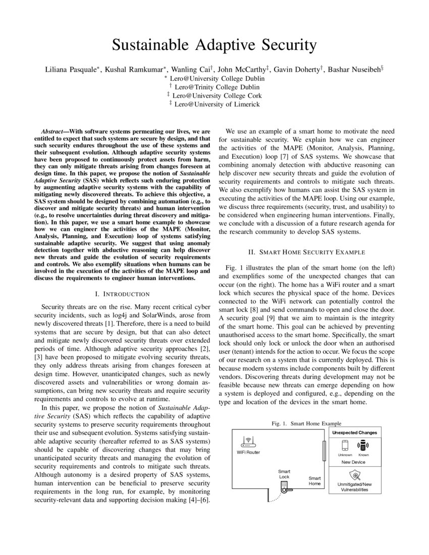 Sustainable Adaptive Security | DeepAI