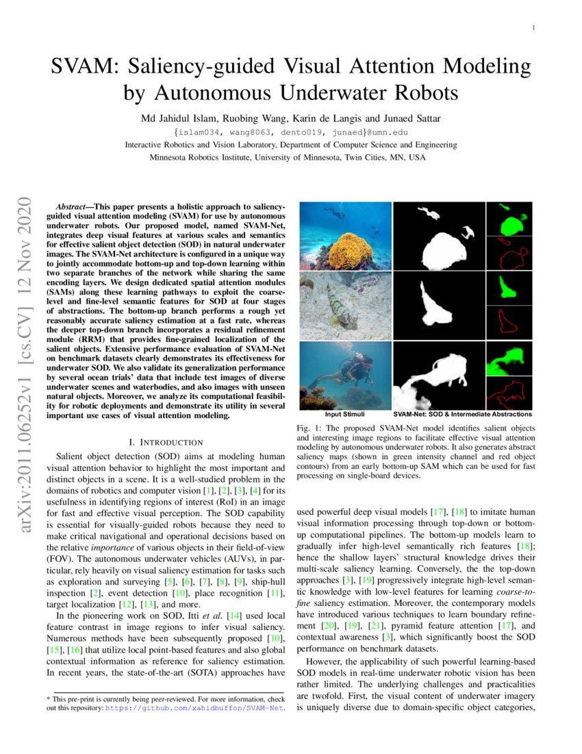 SVAM: Saliency-guided Visual Attention Modeling by Autonomous Underwater Robots | DeepAI