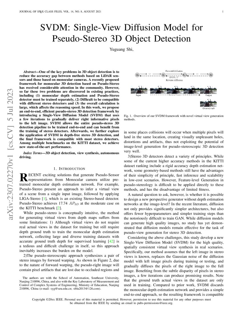 Svdm Single View Diffusion Model For Pseudo Stereo 3d Object Detection