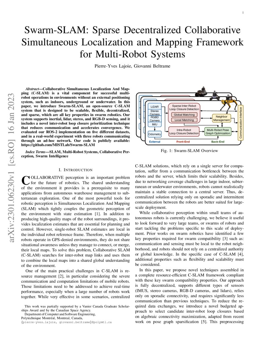 Swarm-SLAM : Sparse Decentralized Collaborative Simultaneous ... Swarm-SLAM : Sparse Decentralized Collaborative Simultaneous ...