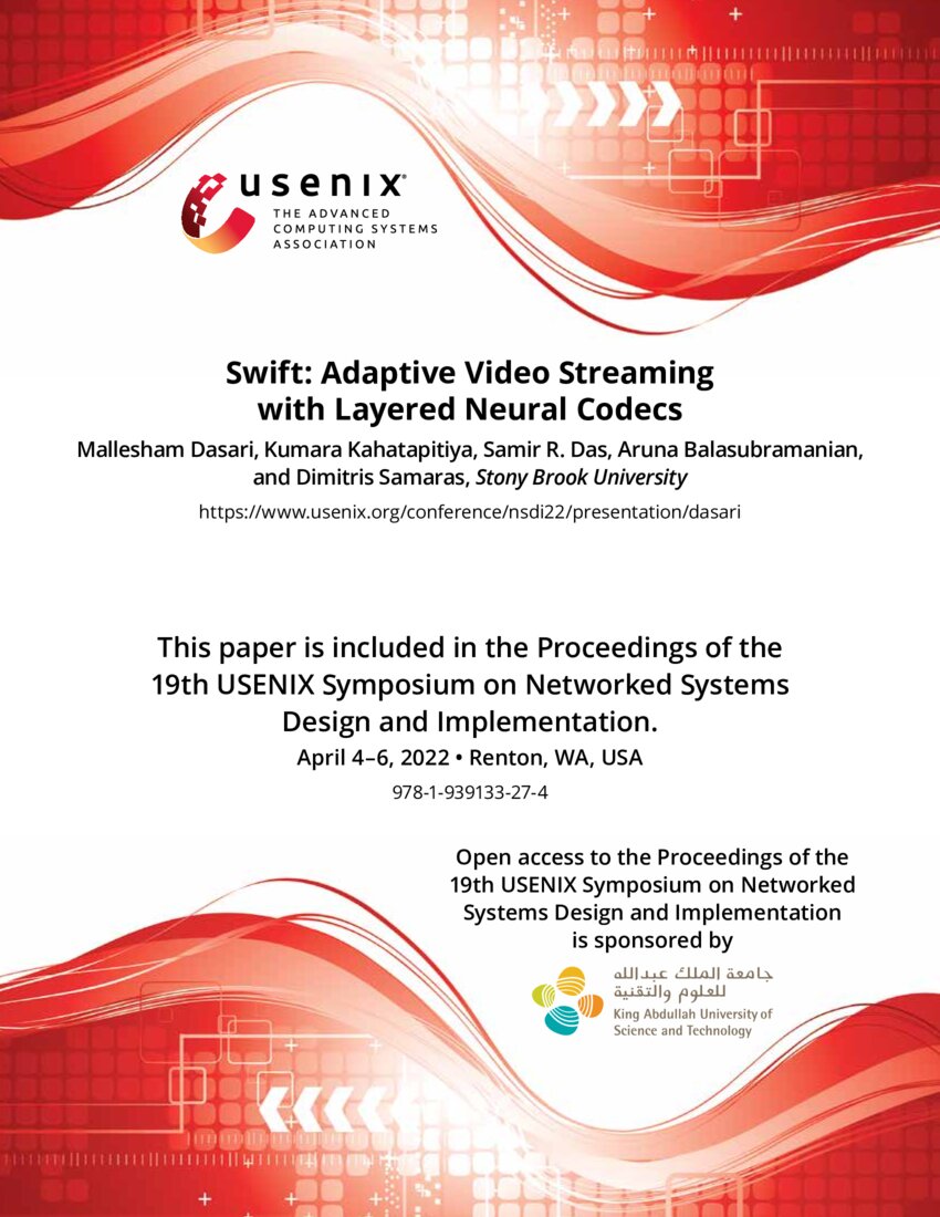 Swift Adaptive Video Streaming With Layered Neural Codecs Deepai