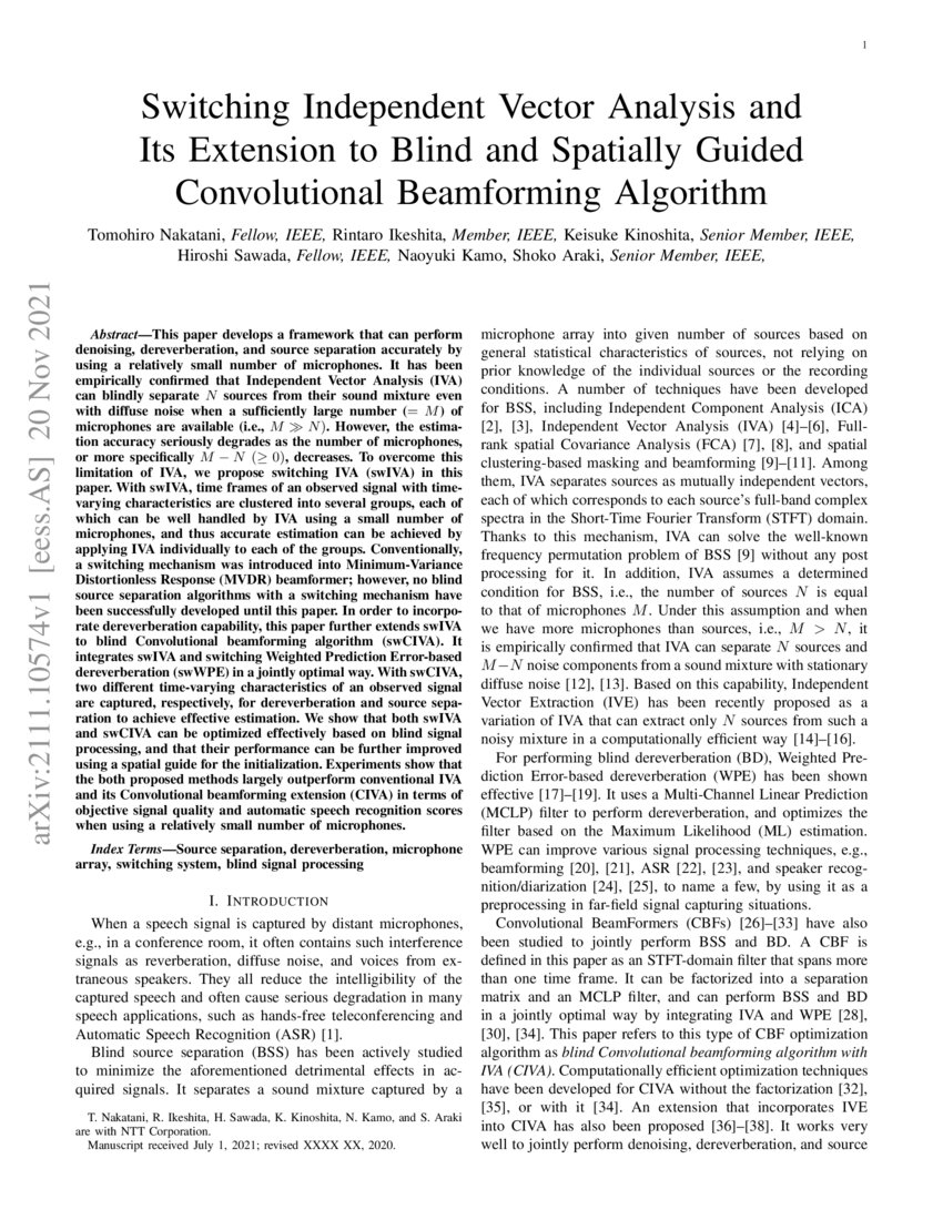 Switching Independent Vector Analysis and Its Extension to Blind and Spatially Guided ...