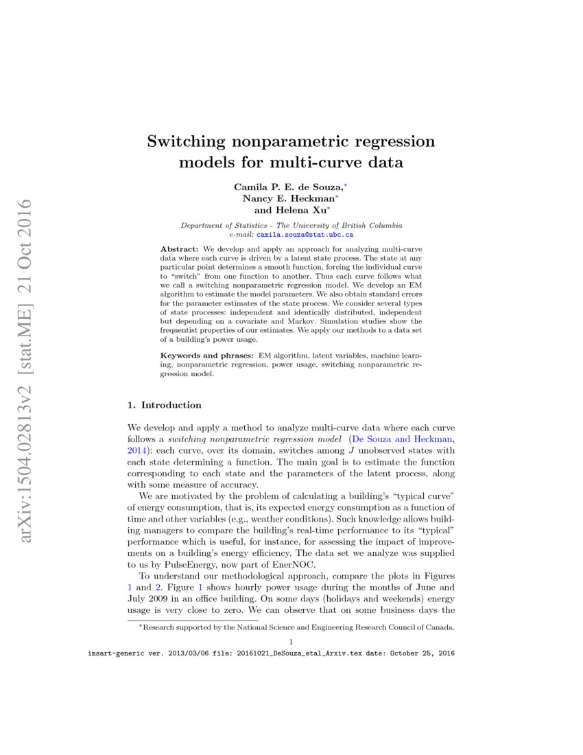 Switching nonparametric regression models for multi-curve data | DeepAI